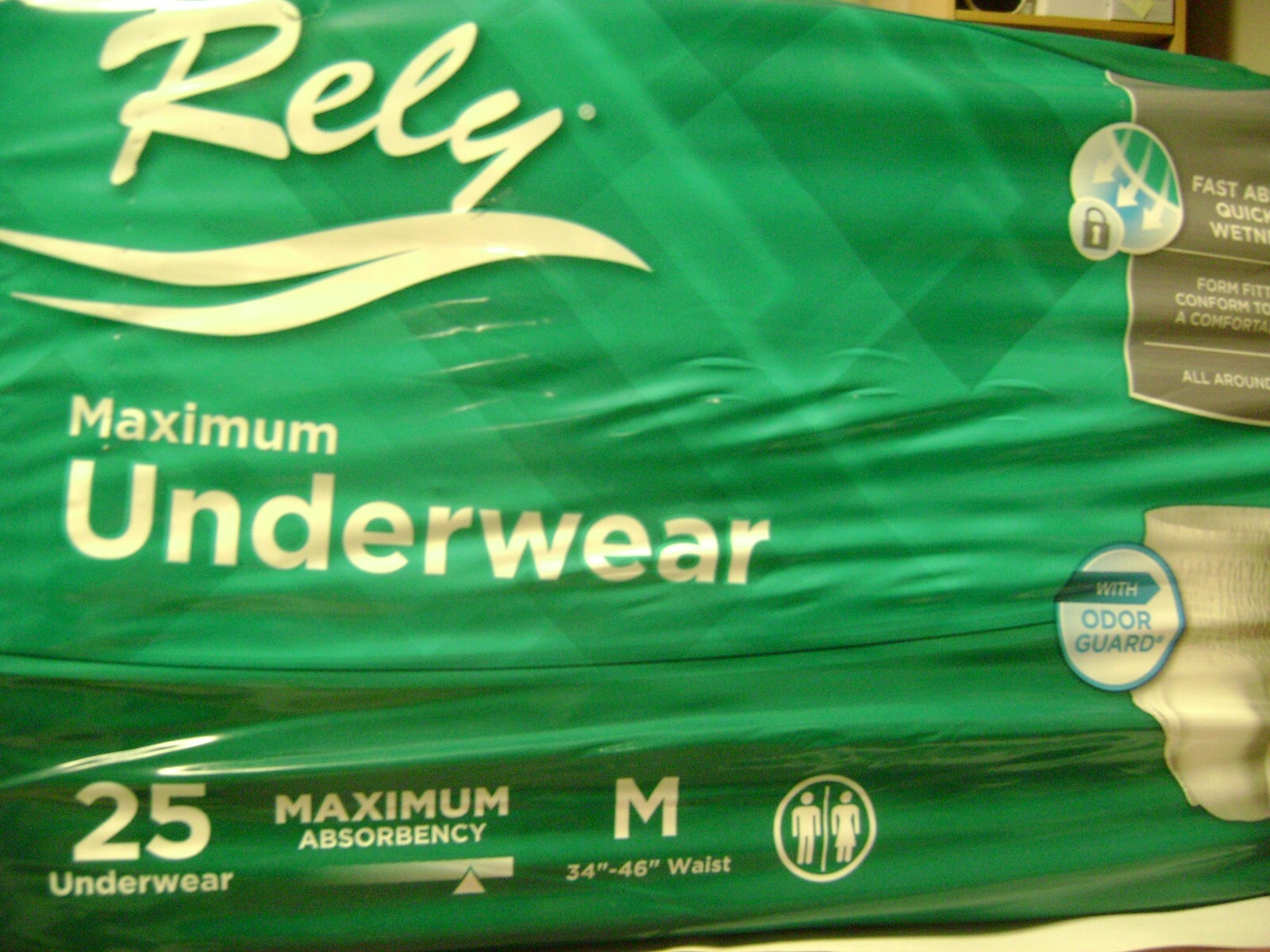 200 RELY UNISEX ADULT DIAPER PULL UP UNDERWEAR MED 34-46" 25 PACK SET 8 ...