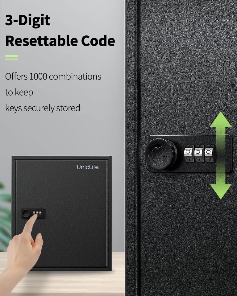 60-Key Slotted Key Cabinet with Combination Lock Wall Mounted Steel Key ...