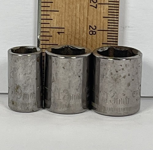 Craftsman Metric 1/4 Shallow Sockets 9mm 12mm 13mm 6 Point Chrome USA ...