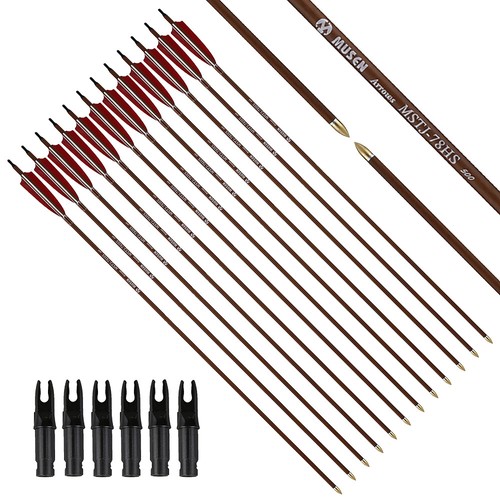 Musen Wood Carbon Arrows 31 Inches OD 7.8mm Spine 500 Recurve Bow ...