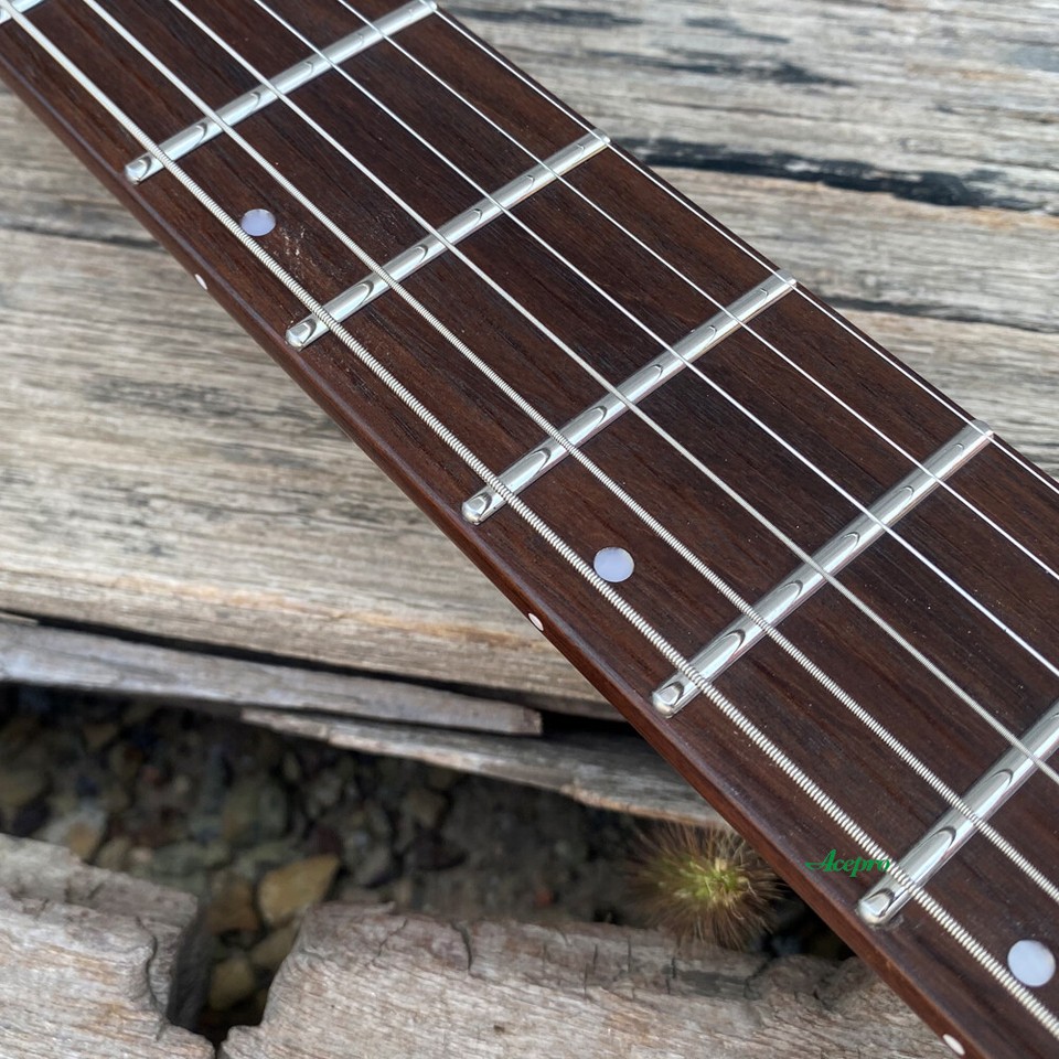 Acepro Upgraded Pro Headless Electric Guitar Black Burst Flame Maple ...