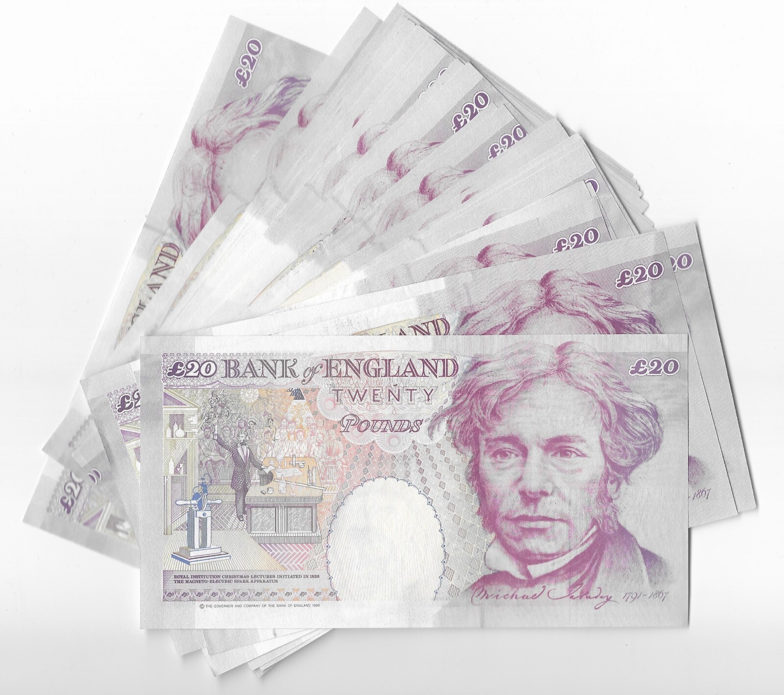 Kentfield Faraday £20 Banknote (1994) aUnc from consec runs B375 price ...