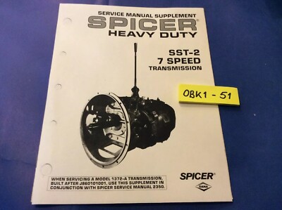 Dana Spicer Transmission Service Manual SST-2 7 Speed Model 1372-A | eBay