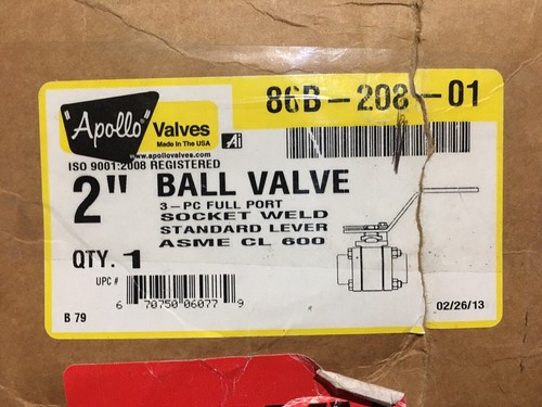 Apollo 86b-208-01 86B20801 2 Inch 3-piece Socket Weld Ball Valve for ...