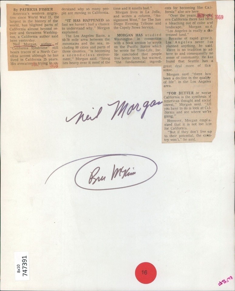 1969 Writer Neil Morgan Author Of California Syndrome Blighted Wwii ...