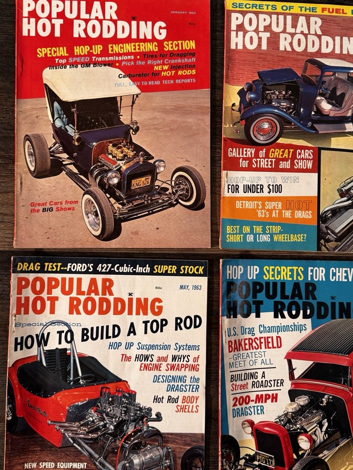Vintage POPULAR HOT RODDING 1963 Full Year Magazine Lot (12) Muscle ...