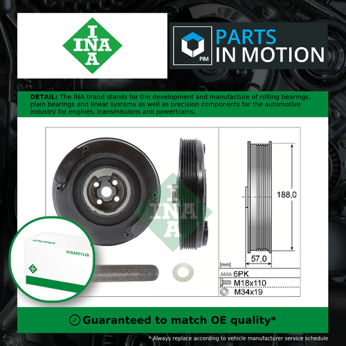 Crankshaft Pulley (TVD) fits VW TRANSPORTER Mk4 2.5D 95 to 03 INA ...
