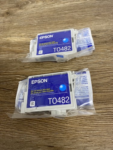 Pair Genuine Epson TO482 Cyan Ink Cartridge - Factory Sealed | eBay