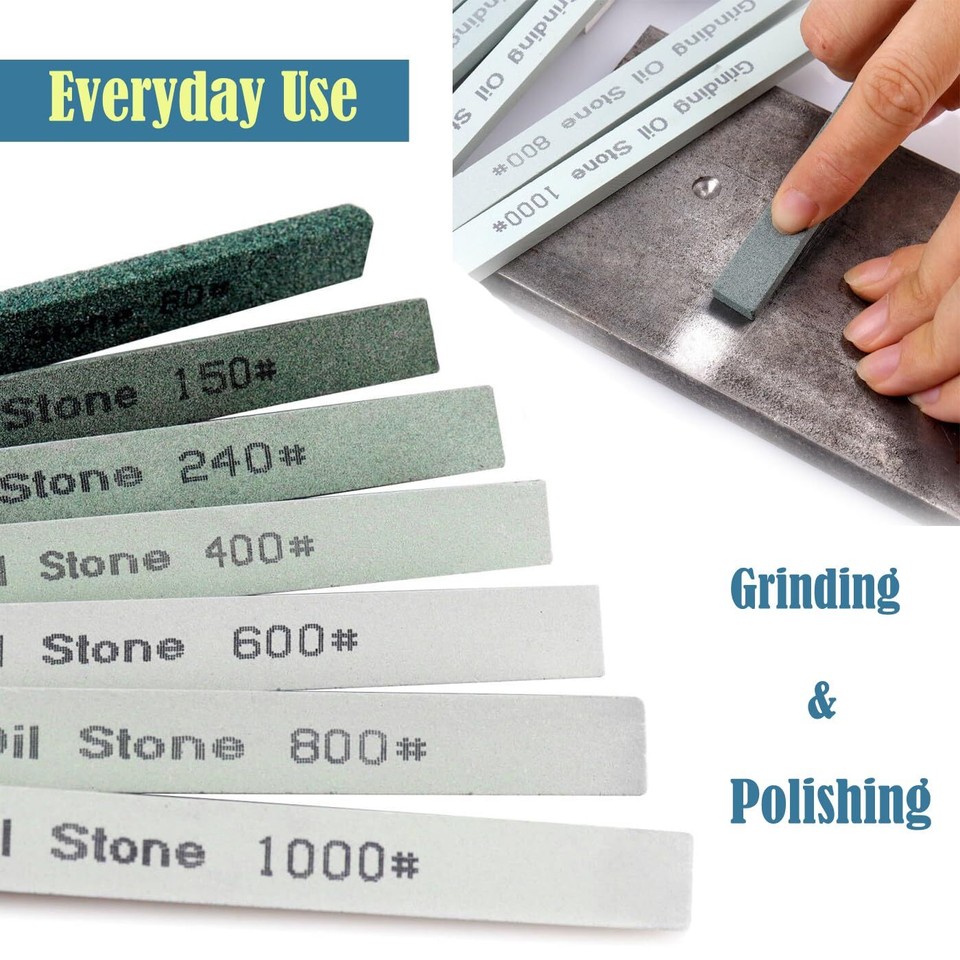 7pcs Sharpening Stone Set,7 Grit Green Silicon Carbide Whetstone Stick ...