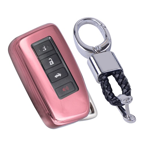 Chrome Pink Remote Key Fob Cover Case Shell Ring Fit For Lexus ES RX IS ...
