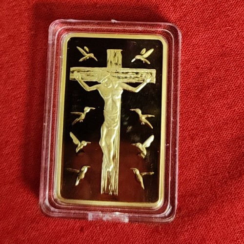 Ten Commandments Jesus on the cross 1 oz Golden Clad Bar New In Capsule ...