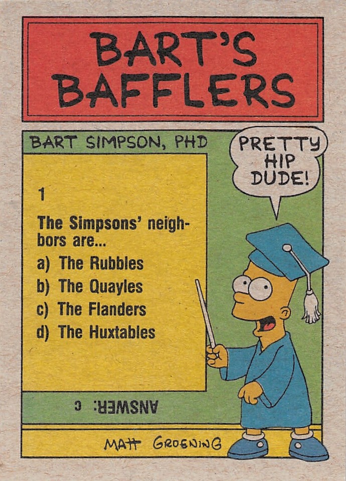 THE SIMPSONS 1990 TOPPS PICK-A-CARD #1 thru #88, STICKER #1 thru #22 OR ...