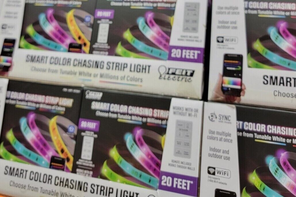 FEIT ELECTRIC 20 FEET SMART COLOR LED CHASING STRIP LIGHT SEALED ...