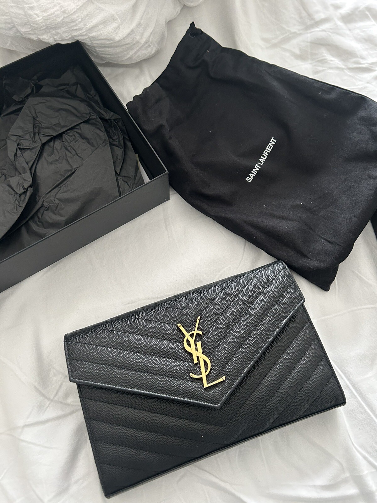 YSL Saint Laurent Wallet On Chain Black & Gold Hardwa… - Gem