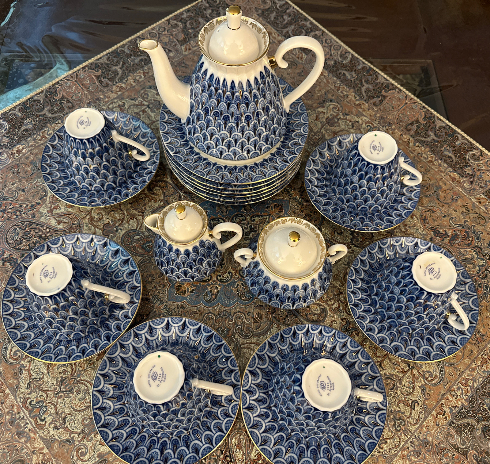 Lomonosov Imperial forget-me-not Tea Set for 6 | eBay