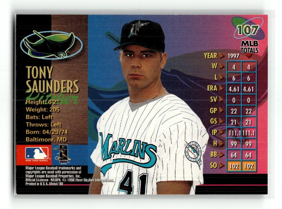 1998 Metal Universe Tampa Bay Devil Rays Baseball Card #107 Tony ...