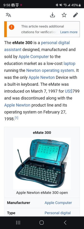 Apple Newton eMate 300 with AC adapter - Working! | eBay