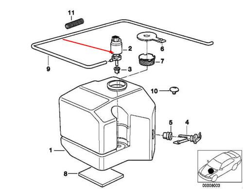 NEW BMW Z3 E36 WINDSHIELD WASHER PUMP 67128377987 8377987 OEM NO DUTY ...