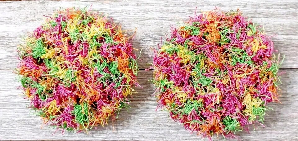 handmade crochet kitchen reusable dish scrubbies sponge tropical pink ...