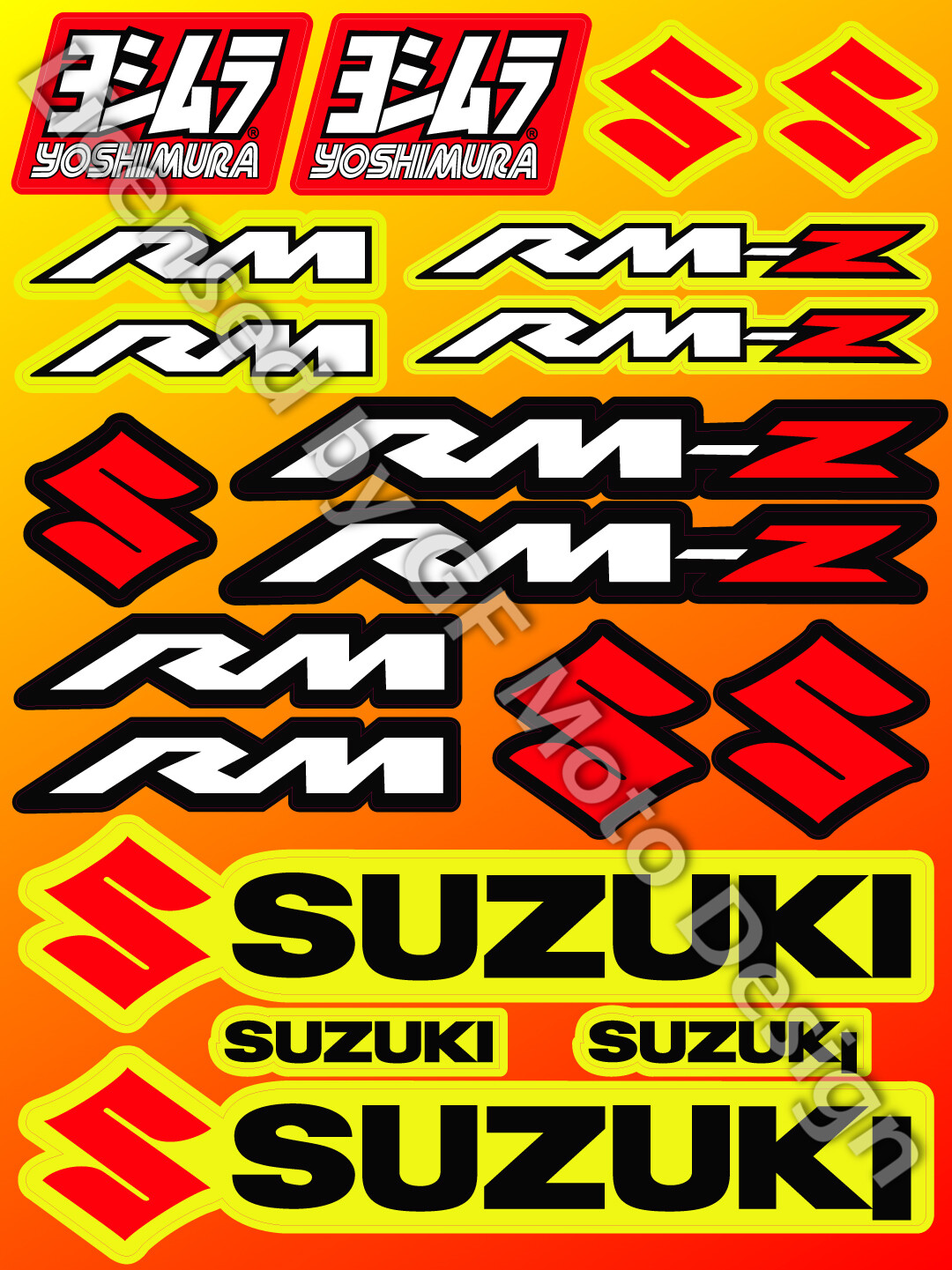 RMZ Laminated Suzuki Rm 85-125 & Rm-z 250-450 stickers 19 decals set | eBay