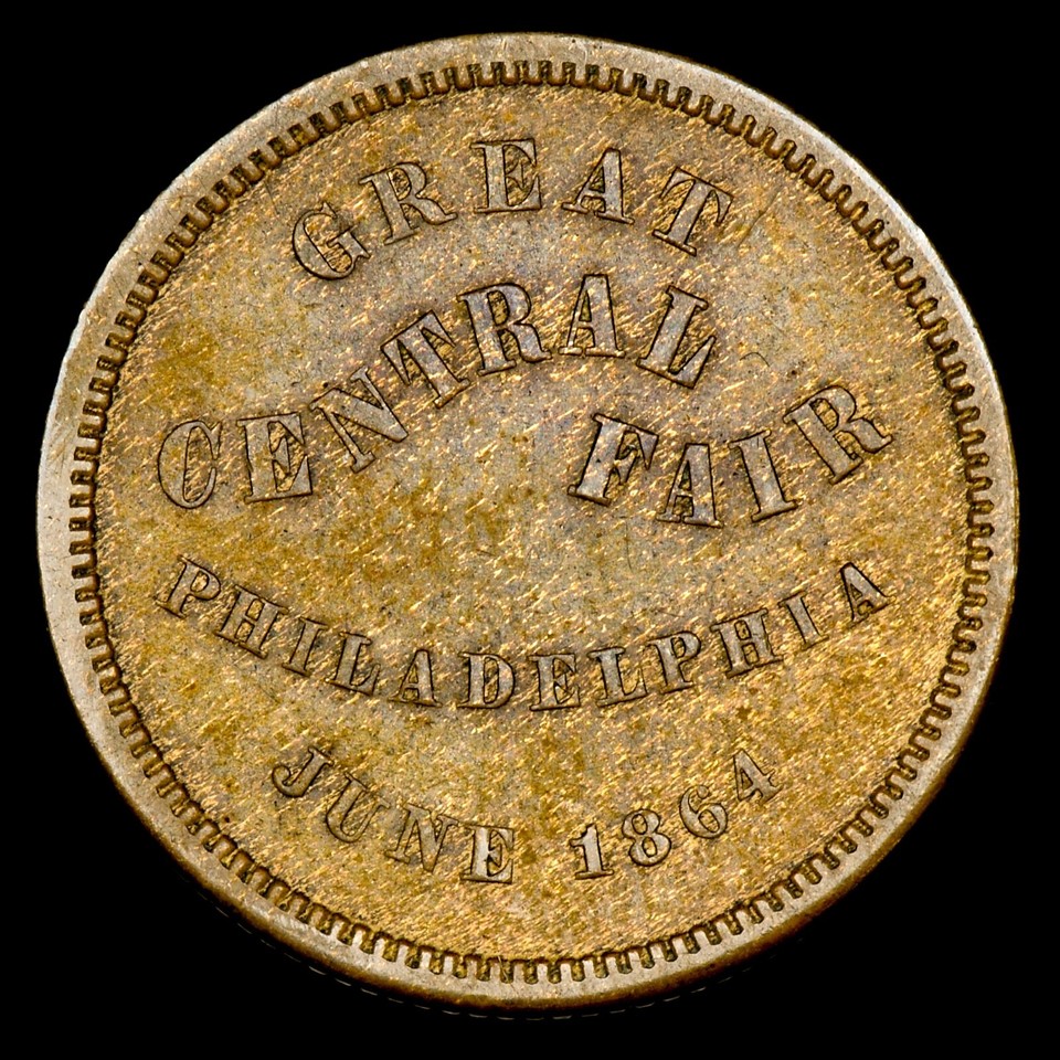 1864 CIVIL WAR TOKEN GREAT CENTRAL FAIR PHILADELPHIA COPPER 750L-1A ...