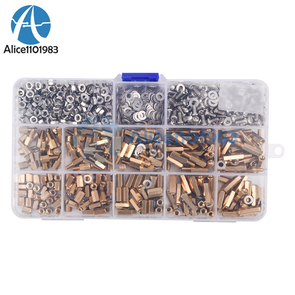 910PCS Hex Hexagon Copper Stud Screw Boxed Stud Set M3 Bolt Screw Round ...