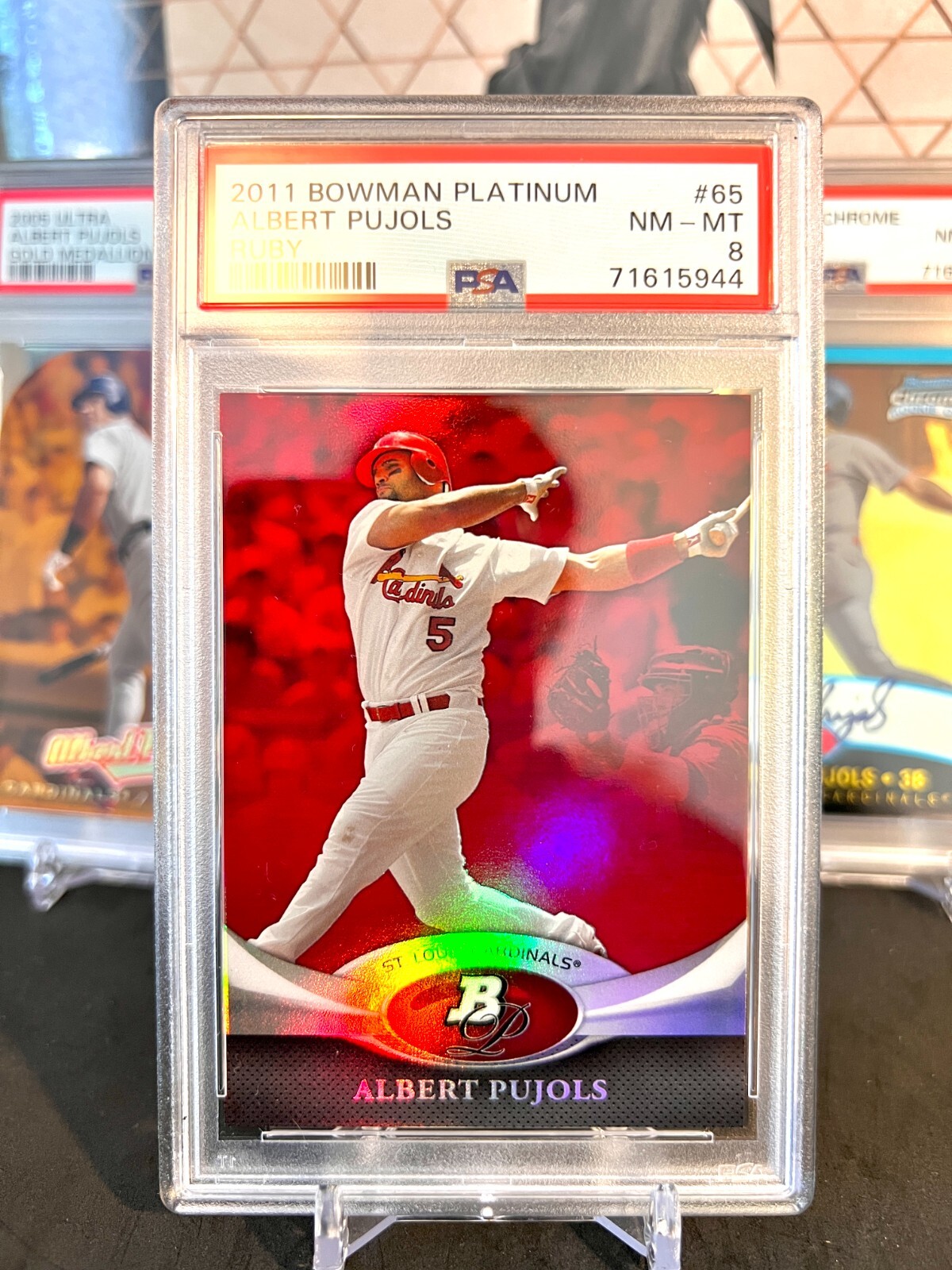 ⭐️ ALBERT PUJOLS 2011 BOWMAN PLATINUM RUBY RED #65 PSA 8 NM-MT ...