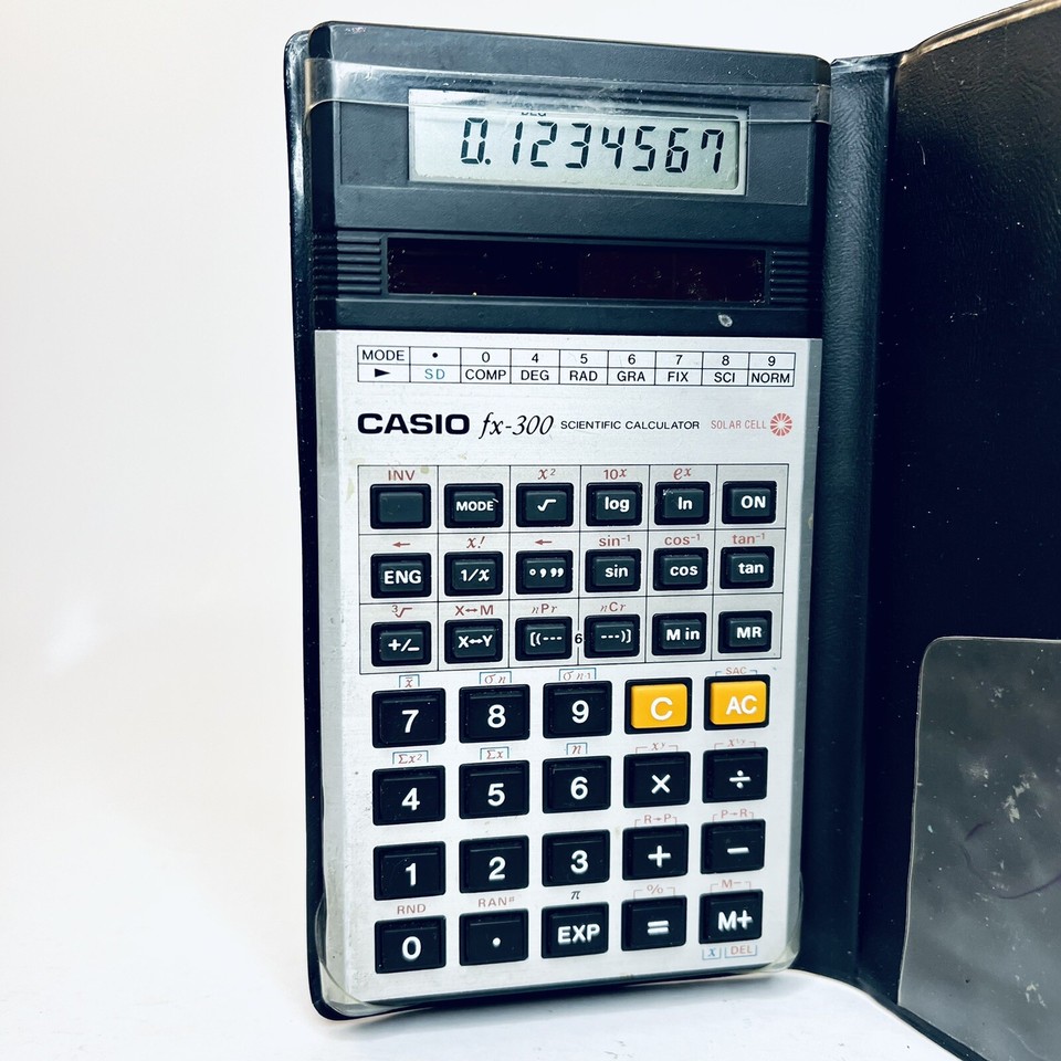 Vintage Casio FX-300 Scientific Calculator Solar Cell w/ Cover - SHIPS ...
