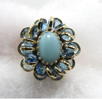 Sorrelli Gold Tone Turquoise Blue Crystal Dazzling Ring Size 7.5 ...