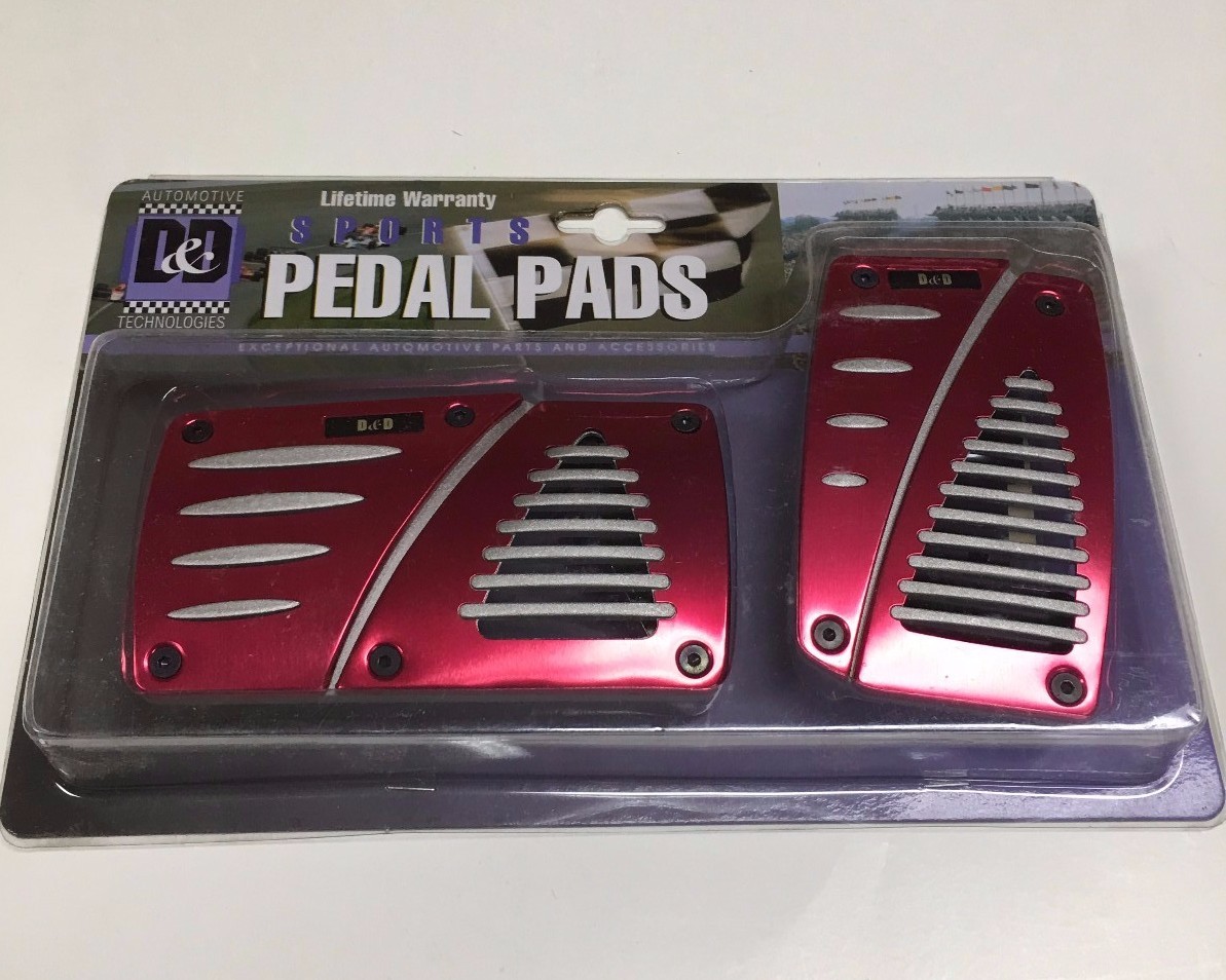 2PCS SET RED UNIVERSAL JDM AUTOMATIC BRAKE GAS RACING PEDAL PADS FOR ...