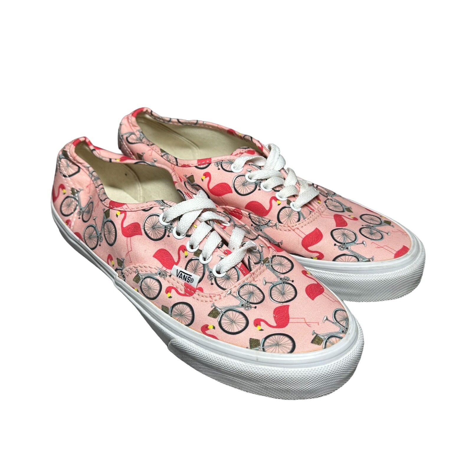 VANS Pink Flamingos Bicycles Retro Summer Canvas Shoe… - Gem