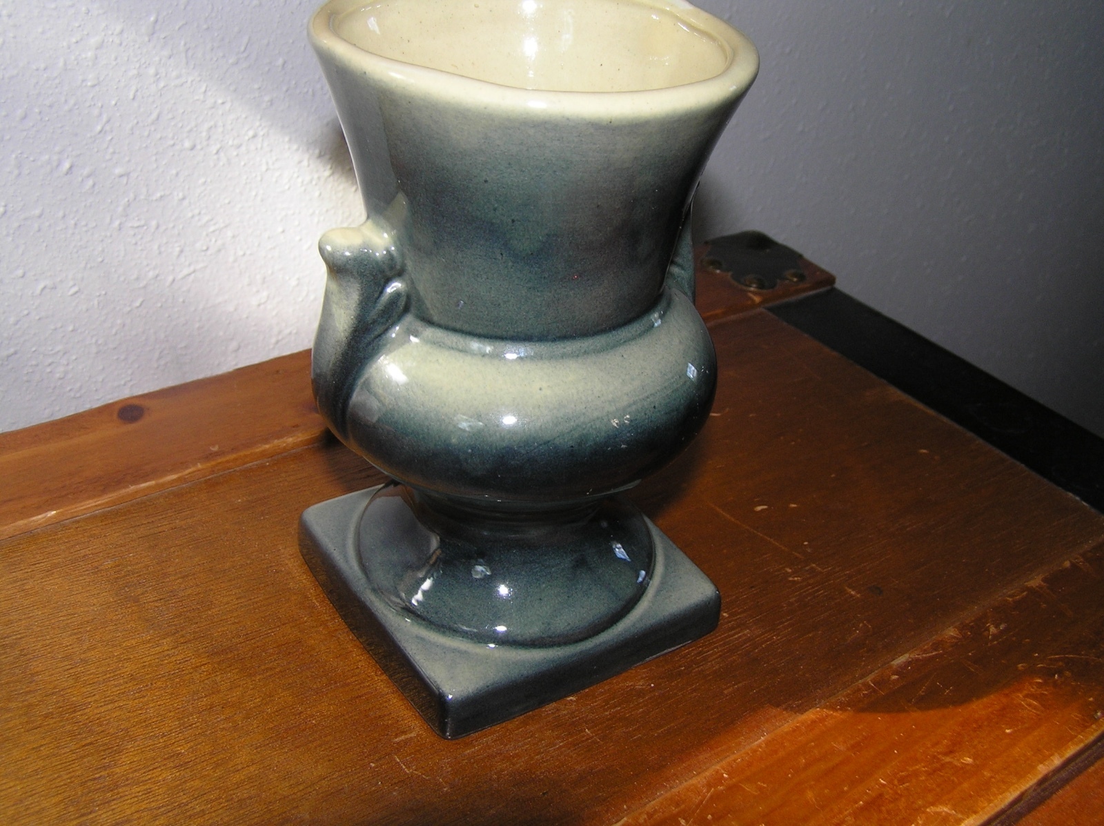 Vintage Small Pottery Two-Handled Urn Vase with Diffuse Black & Cream ...