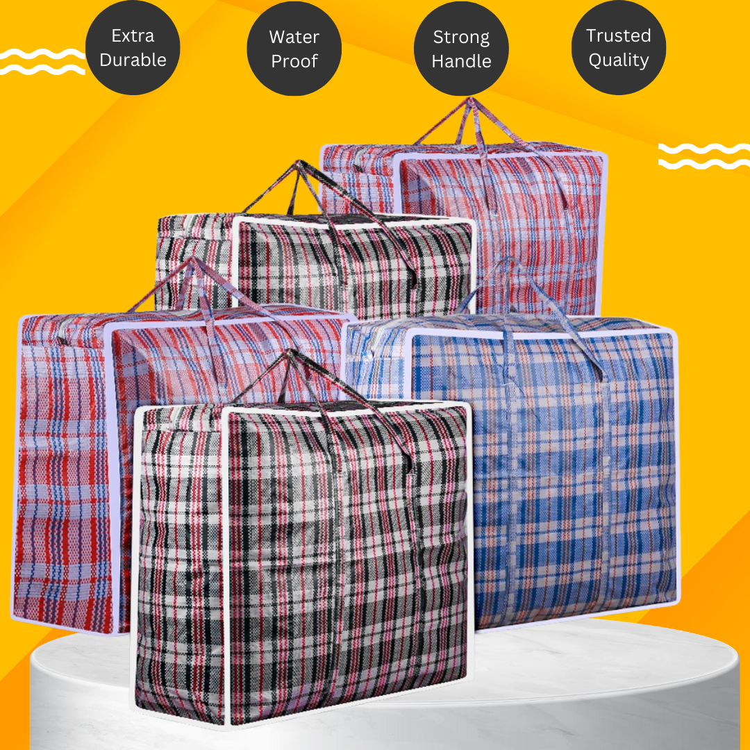 5 X Extra Large Laundry Zipped Reusable Strong Shopping Storage Bags ...