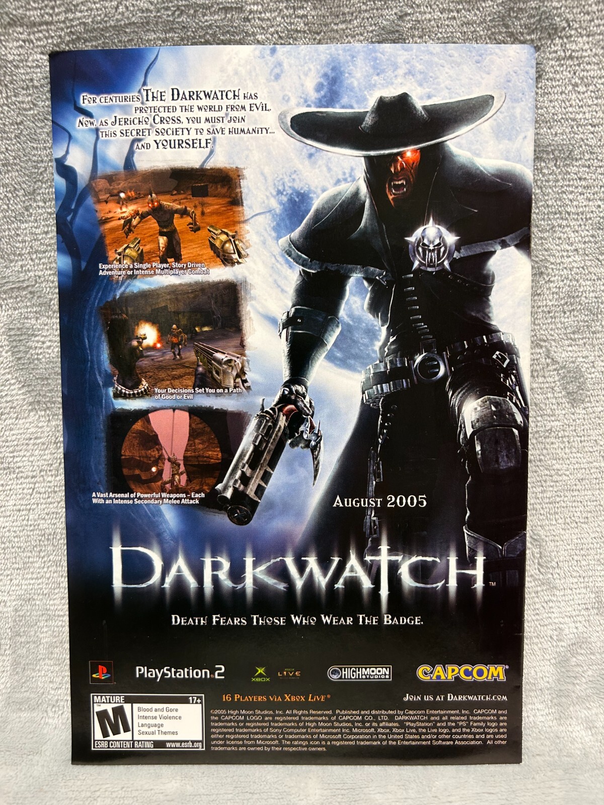 Darkwatch Playstation 2 PS2 Xbox 2005 Vintage Print Ad/Poster Horror ...