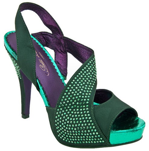 POETIC LICENCE GREEN SATIN SLINGBACK FORMAL PROM SHOES HEELS GEMS 6 | eBay