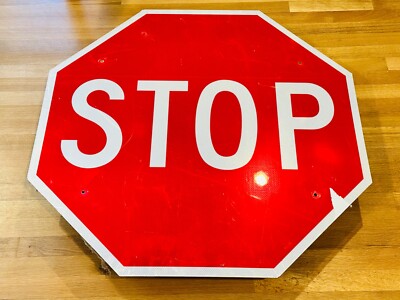 Old Vintage Highway Road Traffic Street STOP Sign 36x36 Authentic DOT ...