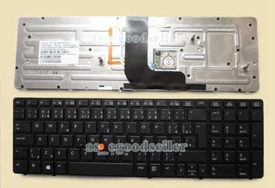 Czech Slovak Keyboard for HP EliteBook 8560w 8570w Black Frame BACKLIT ...