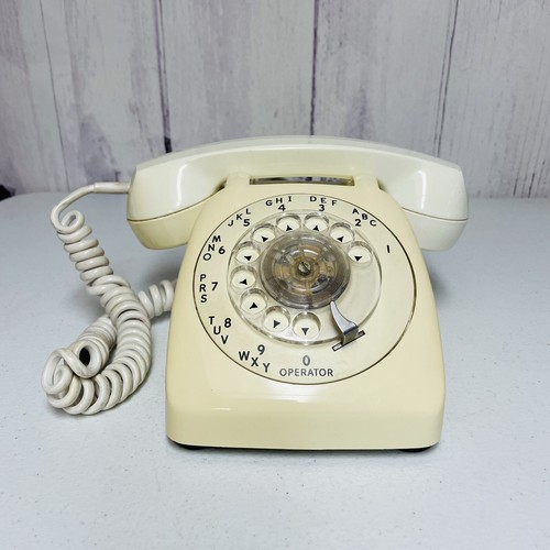 Vintage Automatic Electric Cream Beige Rotary Dial Desk Telephone Phone ...