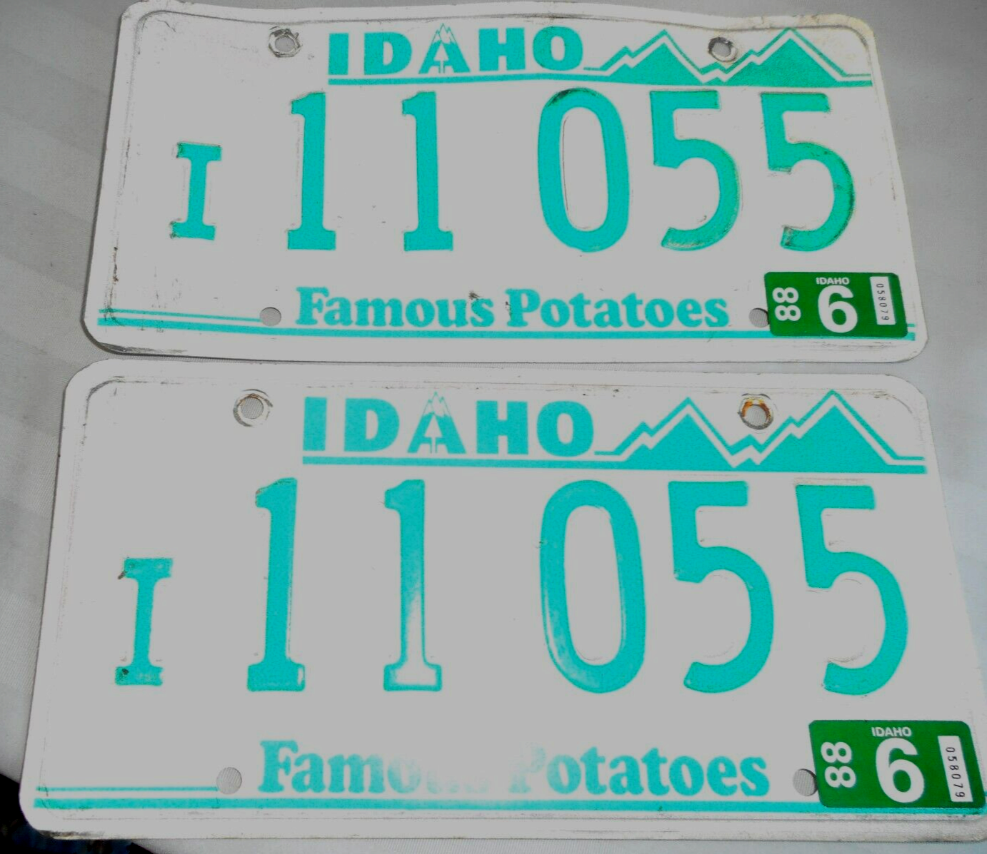 Idaho License Plates from IDAHO County # I 11 055 Expired 1988 - Pair ...