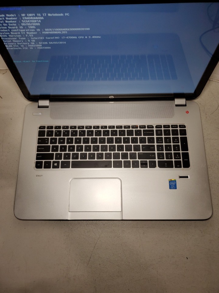 HP ENVY TS 17 CORE i7-4700MQ 8GB RAM No HDD/SSD/OS! BIOS PW! #69 | eBay