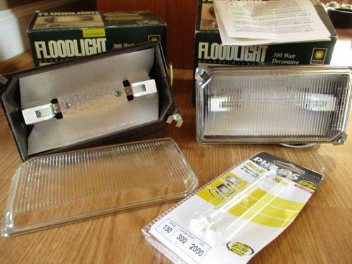 (2) Regent Outdoor Floodlight Quartz Halogen 300 Watt Decorative ML300Q ...