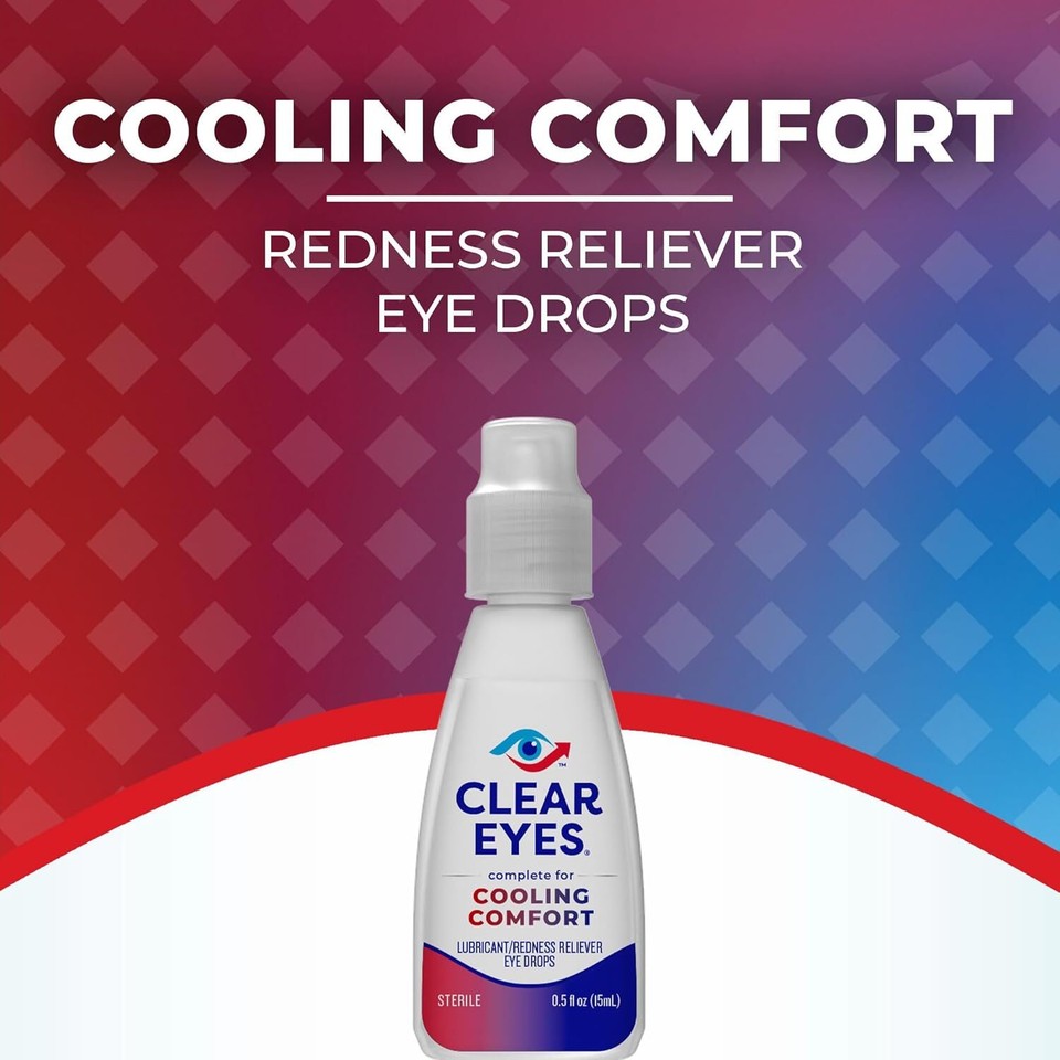 Clear Eyes Cooling Comfort Relief Eye Drops, 0.5 Fl Oz - Pack of 2 | eBay