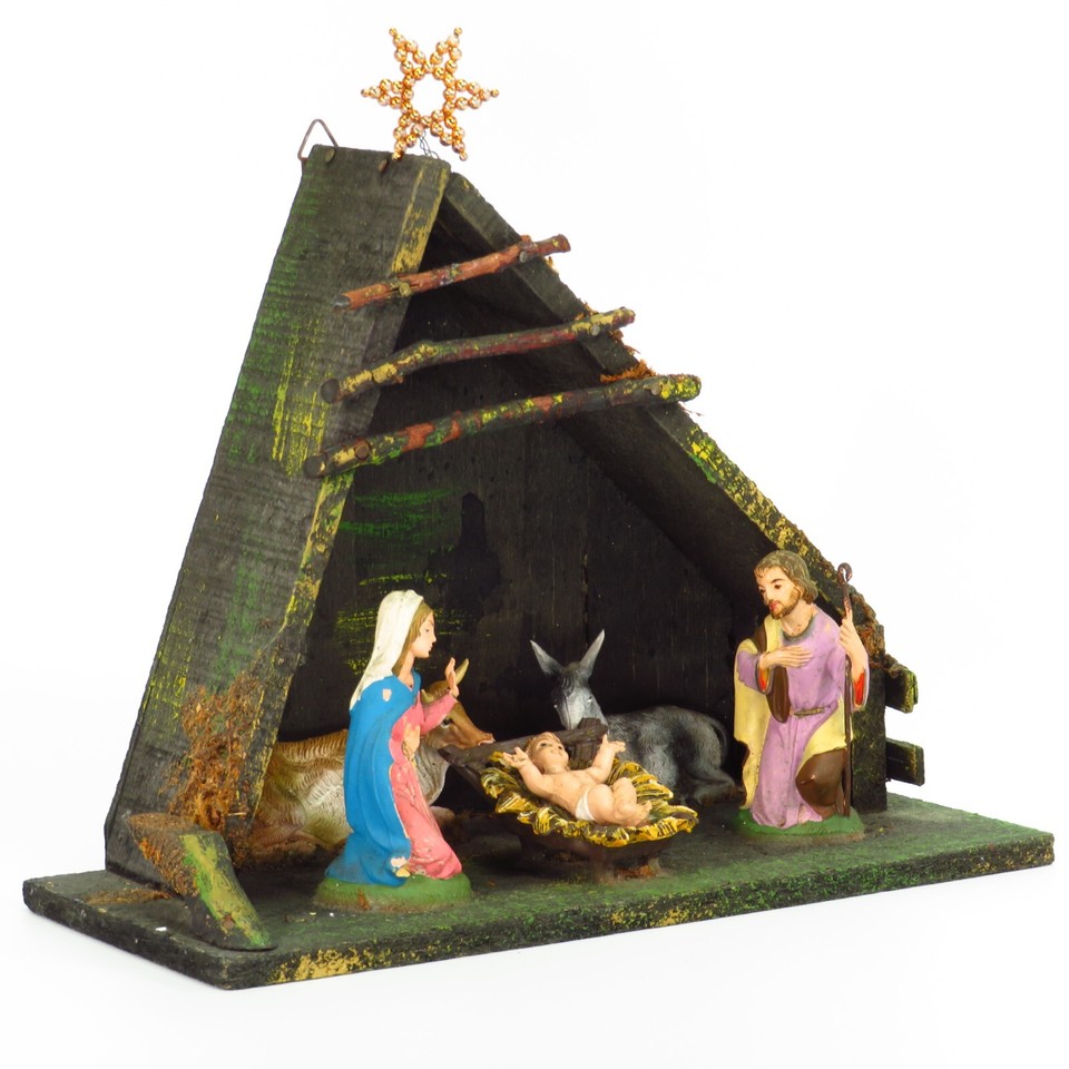 Fontanini Manger Nativity Scene Holy Family Vintage Jesus Mary Joseph ...