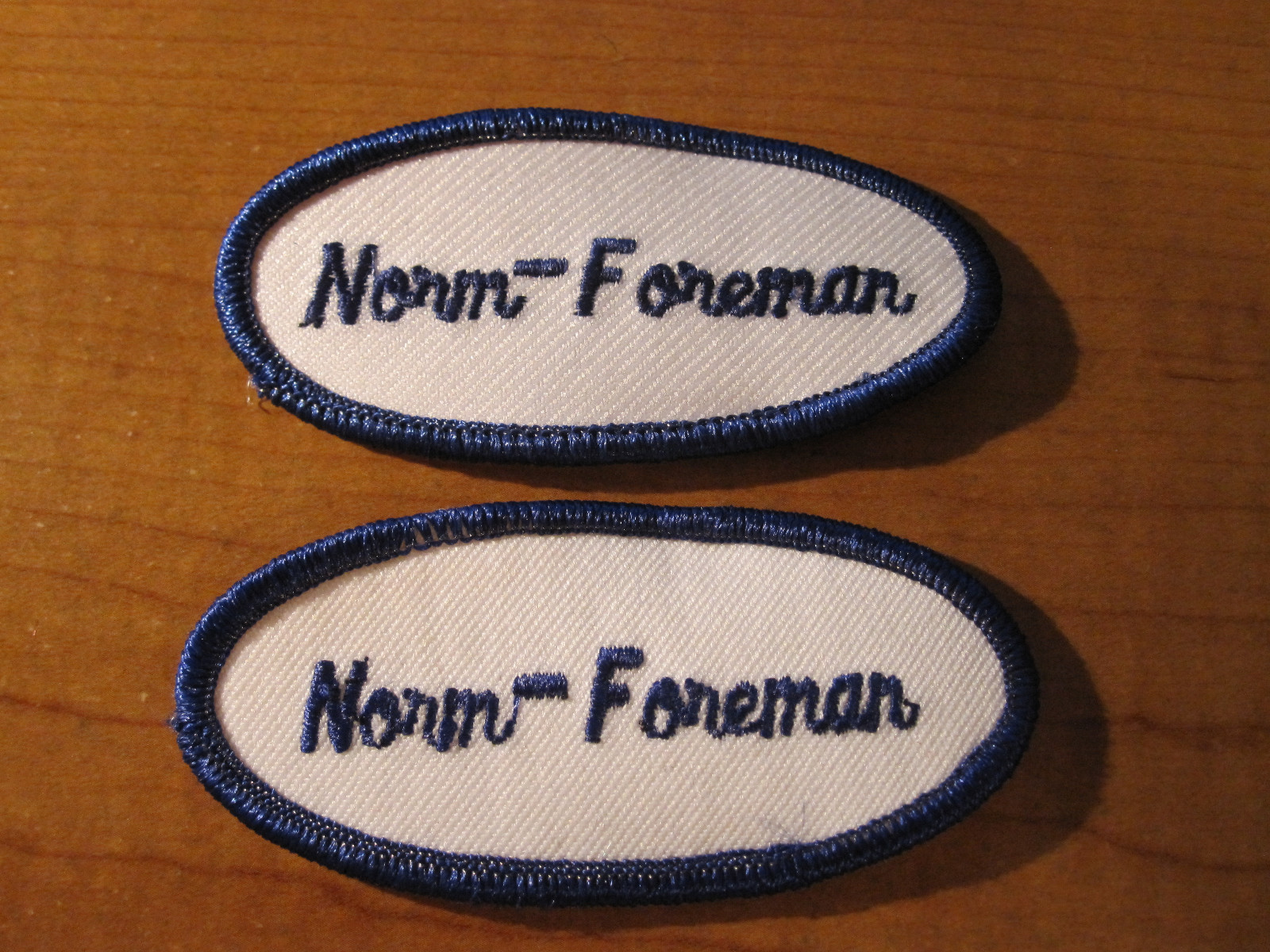(2) NORM - FOREMAN Uniform Name Tag Embroidered Cloth PATCH Utility ...