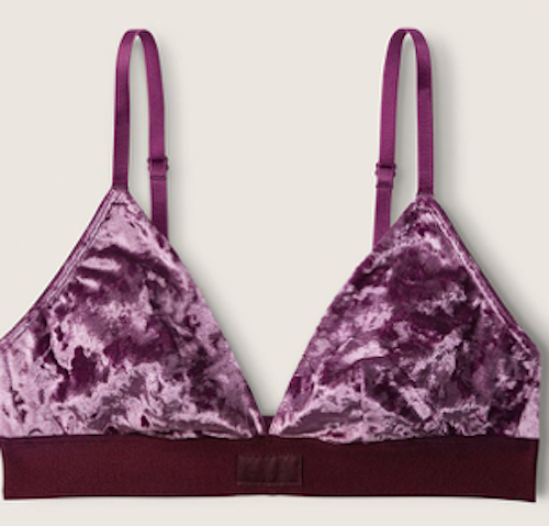 Victoria's Secret PINK VELVET Velour TRIANGLE BRALETTE Size L Bra ...