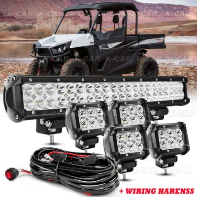 22/20" LED Light Bar +4x4" Pods w/Wiring For Polaris Ranger 570 900 ...