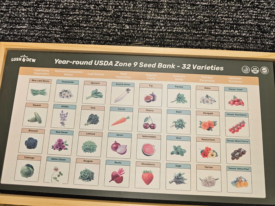Lush and Dew Year-Round USDA Zone 9 Seed Bank 32 Varieties Seed Grow ...