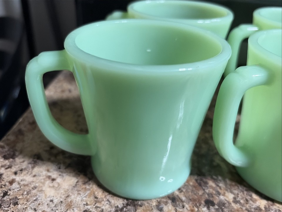 Fire King Anchor Hocking Jadeite D Handle Coffee Cups Mugs 8 Vintage ...