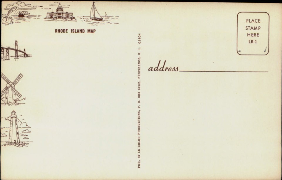 Rhode Island Map vintage postcard s279 | eBay