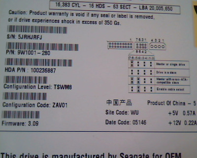 Hard Disk Drive IDE Seagate ST310014ACE 9W1001-280 100236887 ZAV01 | eBay